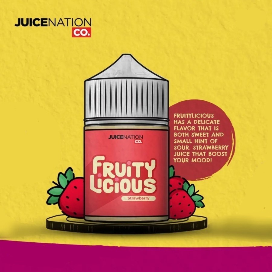 Jual FRUITYLICIOUS STRAWBERRY BY JUICENATION 3MG 60ML | Shopee Indonesia
