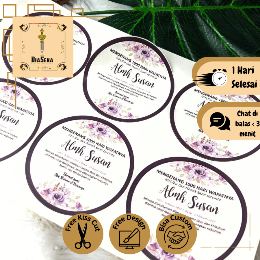 Jual 2-4 Stiker Tahlil Haul Pengajian Mengenang Wafatnya 40 100 1000 ...