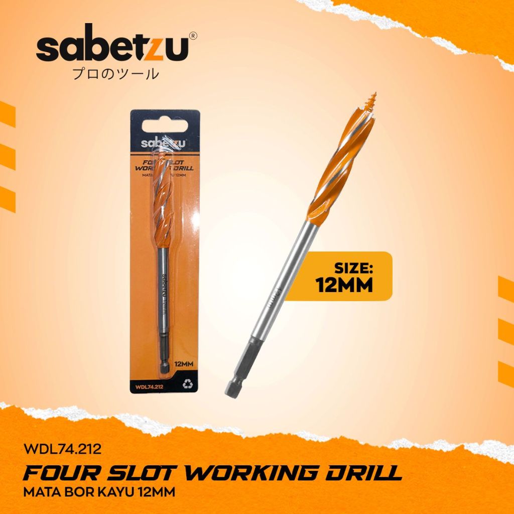 Jual SABETZU Mata Bor Kayu 12mm Auger Bit Three Point Four Slot Wood ...