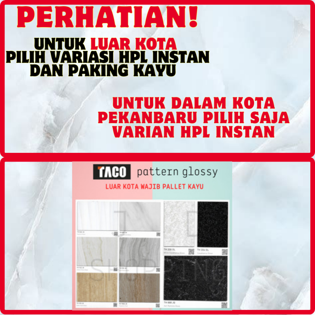 Jual (LUAR KOTA WAJIB PALLET KAYU) HPL TACO PATTERN GLOSSY KODE JG TH ...