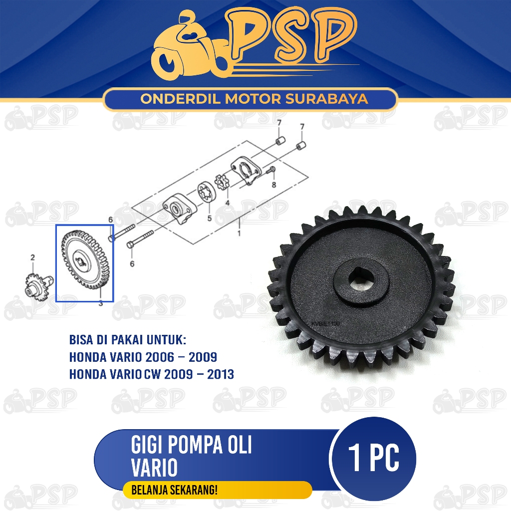 Jual Gigi Pompa Oli Vario (33 T) - Ger Gir Gear Pompa Oli Oil Driven Pump Honda Vario 110cc ...