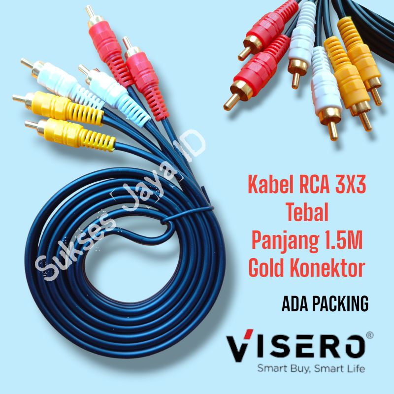 Jual Kabel RCA 3-3 Rca 3x3 ori RCA 3X3 Tebal Visero | Shopee Indonesia