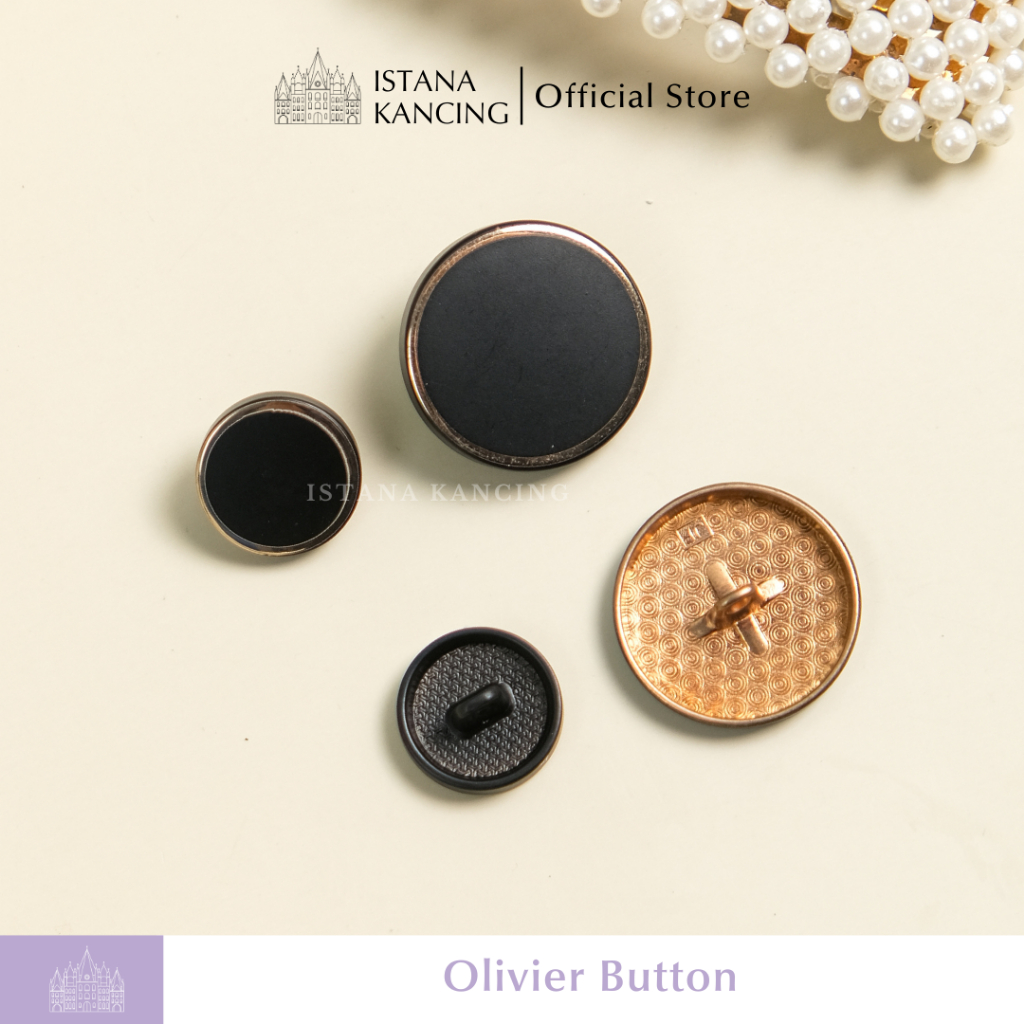 Jual Kancing Model Jamur Olivier Button Kancing Hitam Lis Gold Cantik ...