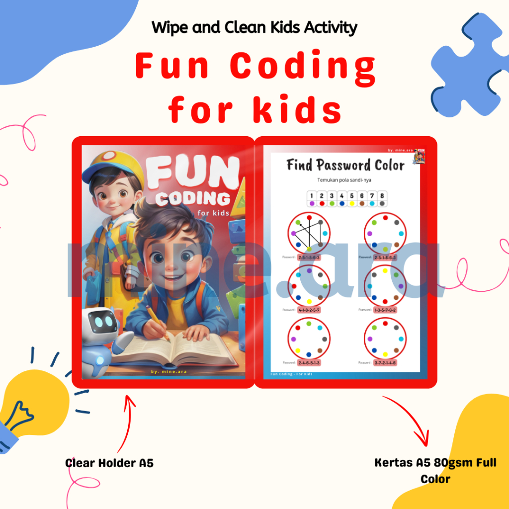 Jual Worksheet Page Fun Coding For Kids Math Numeric Alphabet Color ...