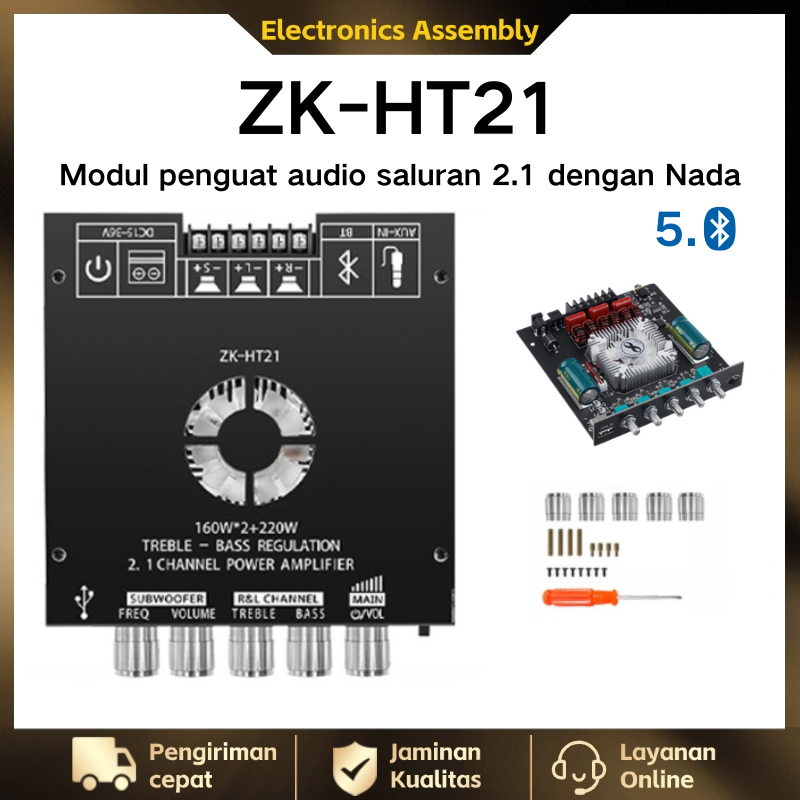 Jual ZK-HT21/TB21 Bluetooth digital power amplifier amplifier 2.1 channel TDA7498E subwoofer ...