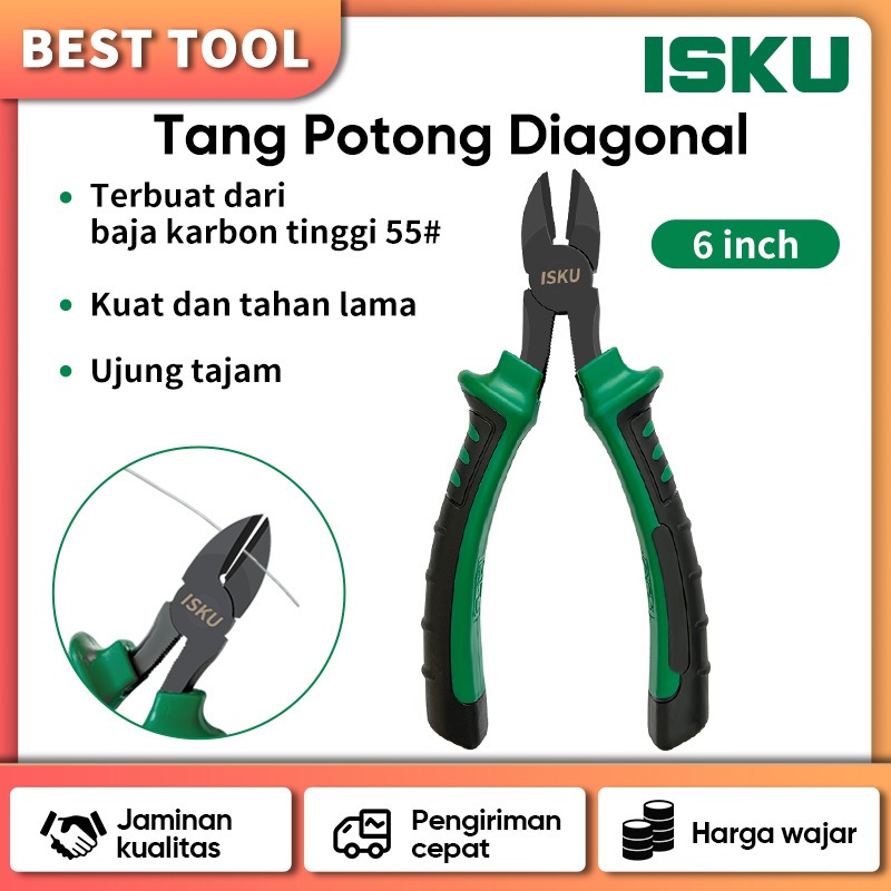 Jual ISKU Tang Potong Diagonal 6 inch Gagang Karet Serbaguna Tang ...