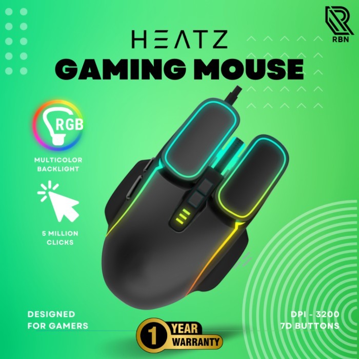 Jual HEATZ Gaming Mouse ZM55 3200 DPI Matte Black RGB | Shopee Indonesia