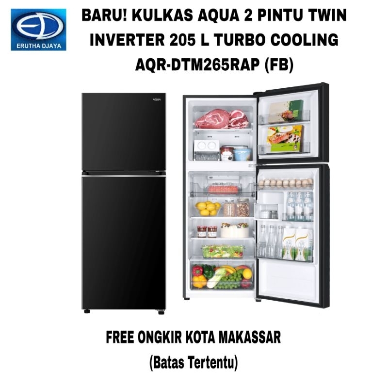 Jual KULKAS AQUA 2 PINTU TWIN INVERTER 205 L TURBO COOLING AQRDTM265RAP ...