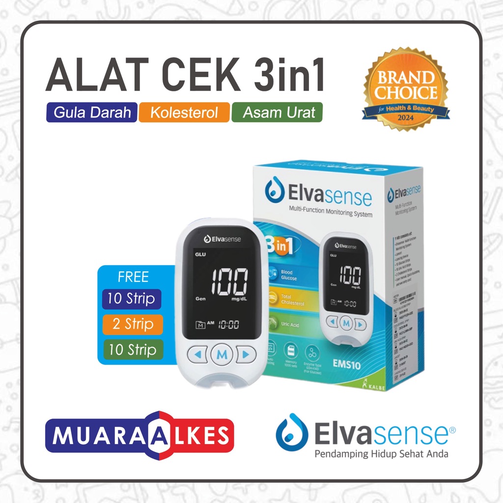 Jual Alat Cek GCU 3in1 Elvasense by Kalbe | Alat Tes & Strip Kolesterol ...