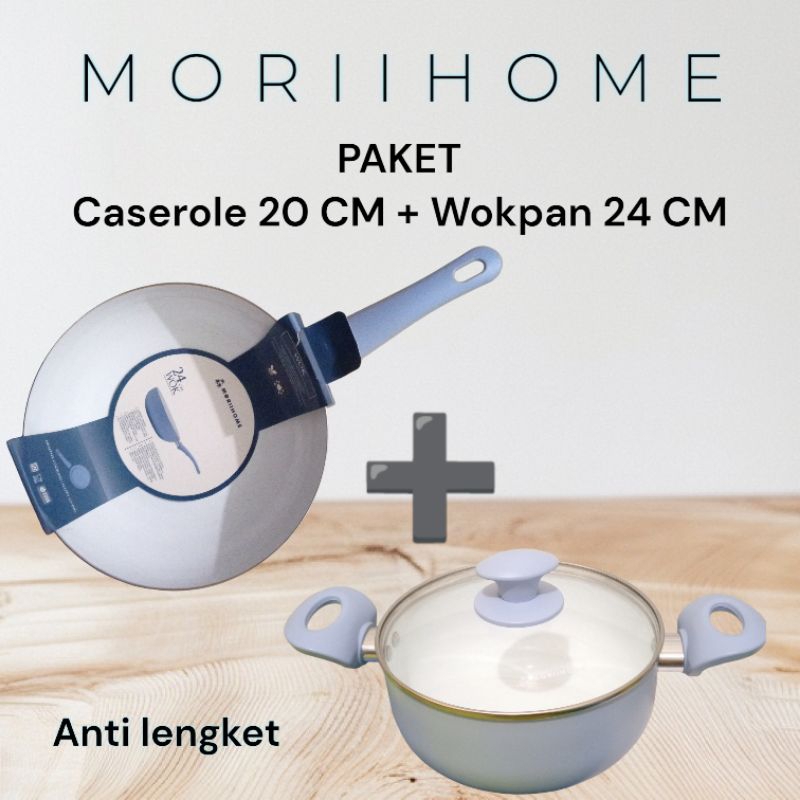 Jual 1 SET Morihome Caserole 20 CM + Wokpan 24 CM | Shopee Indonesia
