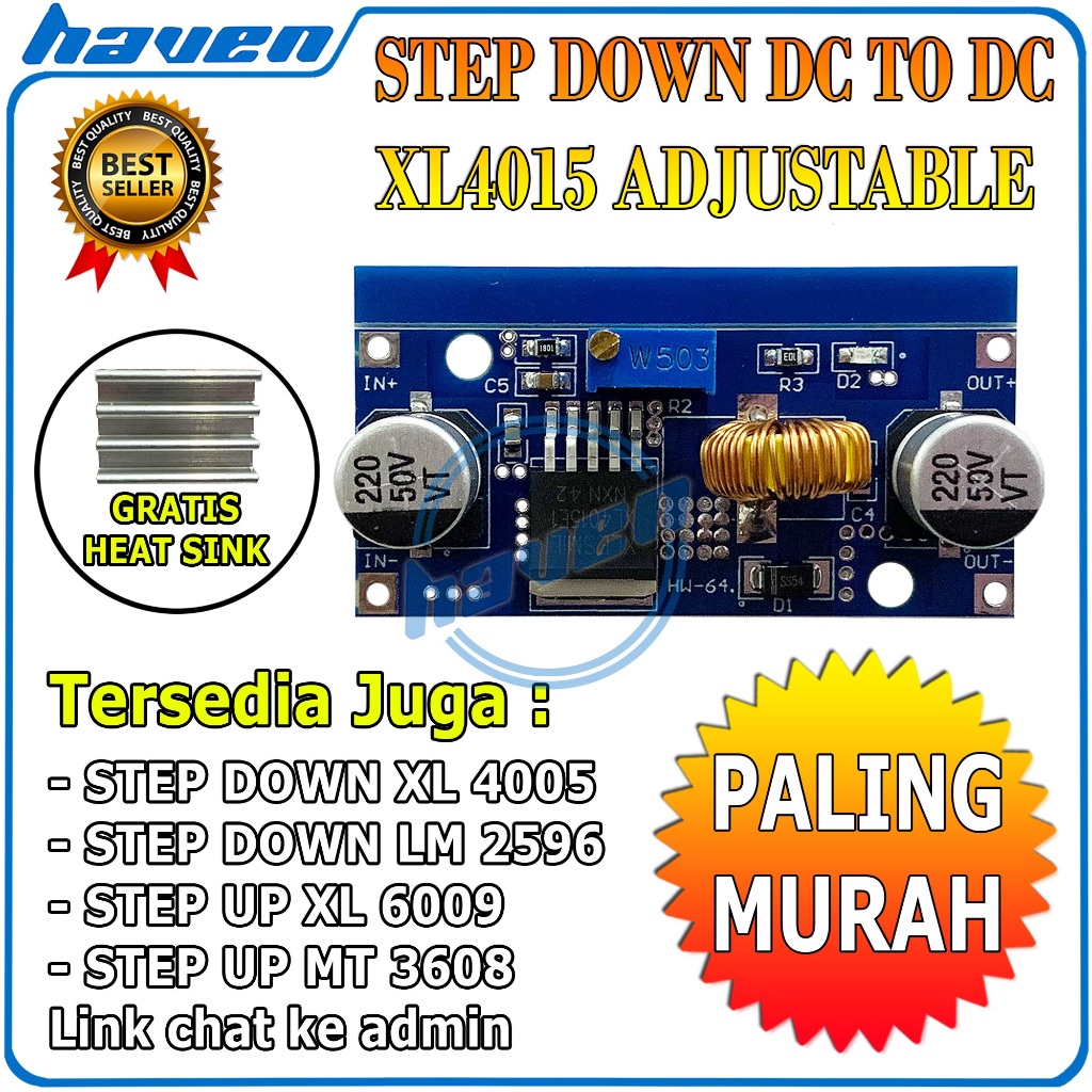 Jual XL4015 DC To DC Step Down Buck Converter 4A V-38V To 1.25V-36V + Heat Sink / XL4015 Step ...