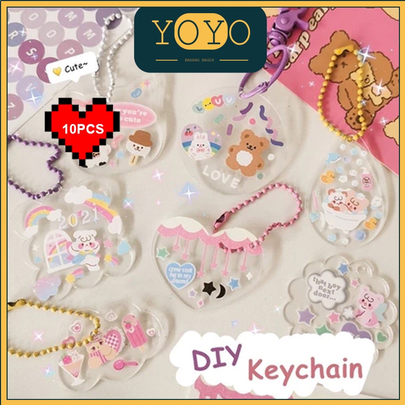 Jual 【10Pcs】 Bahan Gantungan Kunci Akrilik Polos Toploader Deco Clear ...