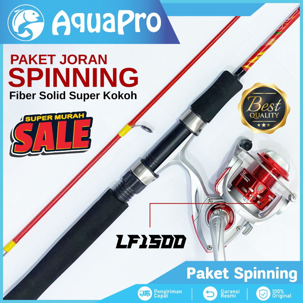 Jual 1 Set Paket Joran Pancing Spinning Fishing Rod Fiber Solid High ...