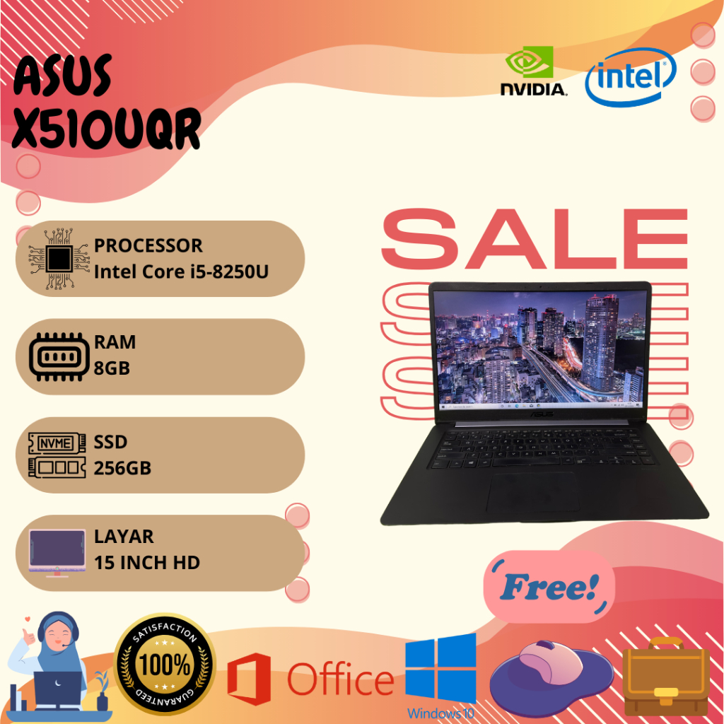 Jual ASUS X510UQR Intel Core i5-8Gen NVIDIA GeForce 940MX Win 10 ...