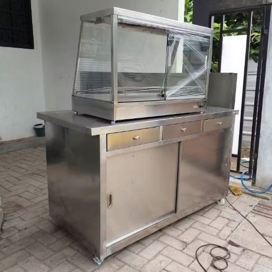 Jual meja booth stainless warmer fried chicken 1 set ukuran 150cm ...