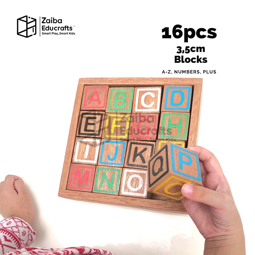 Jual Alphabet and Number Wooden Blocks Huruf ABC kayu Mainan Edukasi ...