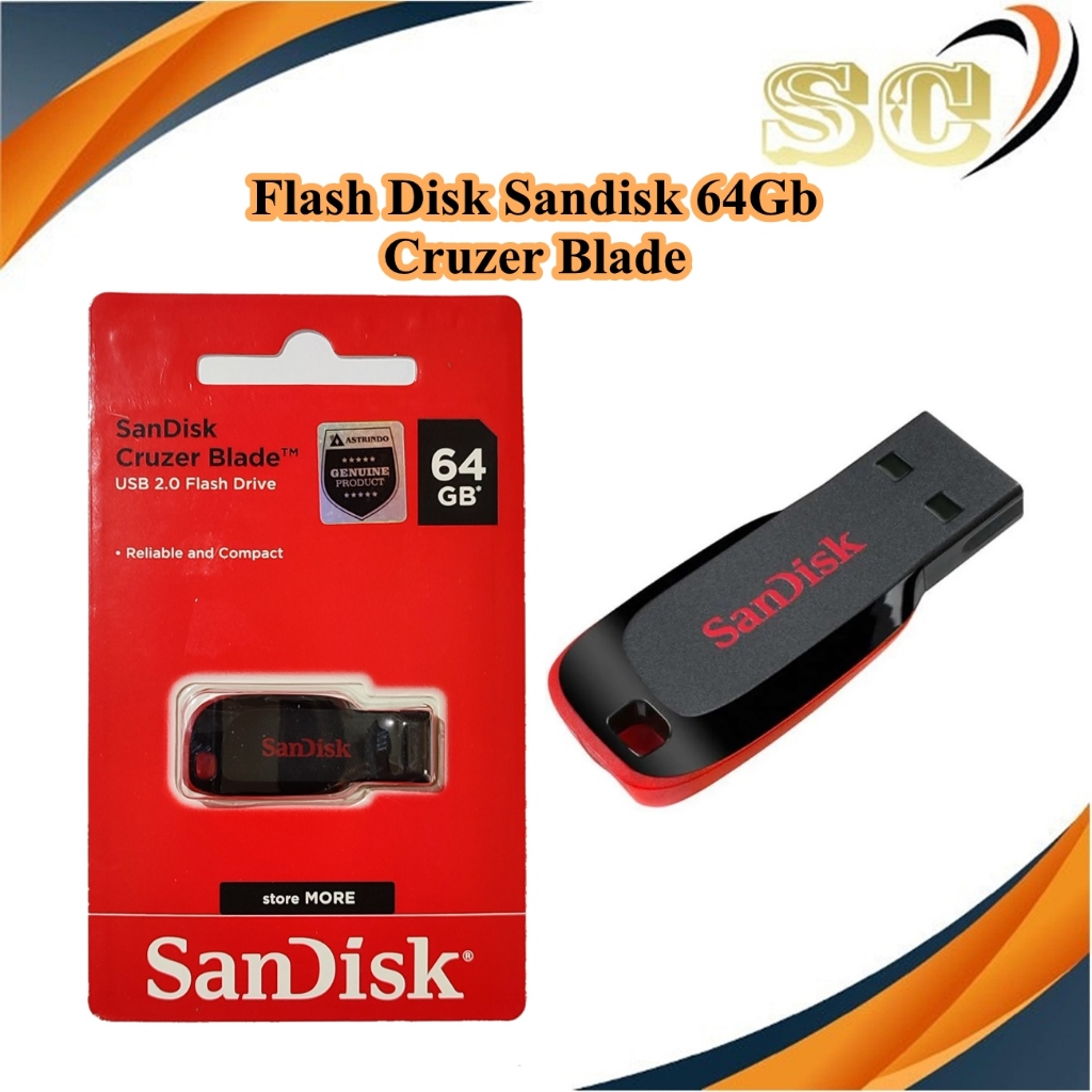 Jual FLASHDISK SANDISK CRUZER BLADE 64GB Ori | Shopee Indonesia