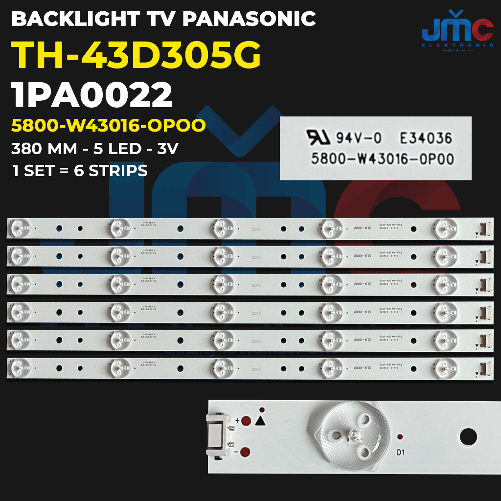 Jual BACKLIGHT TV PANASONIC 43 Inch TH-43D305G 5800-W43016-OPOO ...