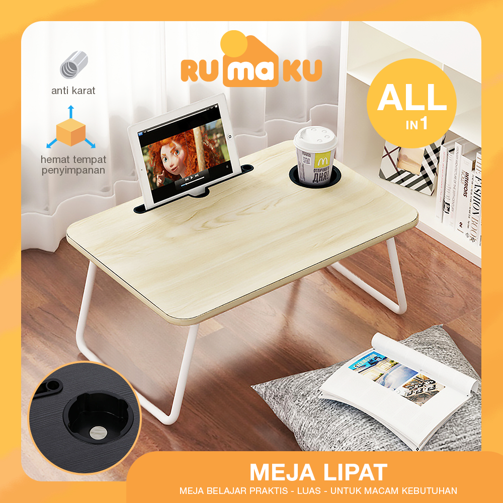 Jual RMK Meja Lipat Kayu HPL Kaki Besi Laptop Belajar Lesehan Anak ...