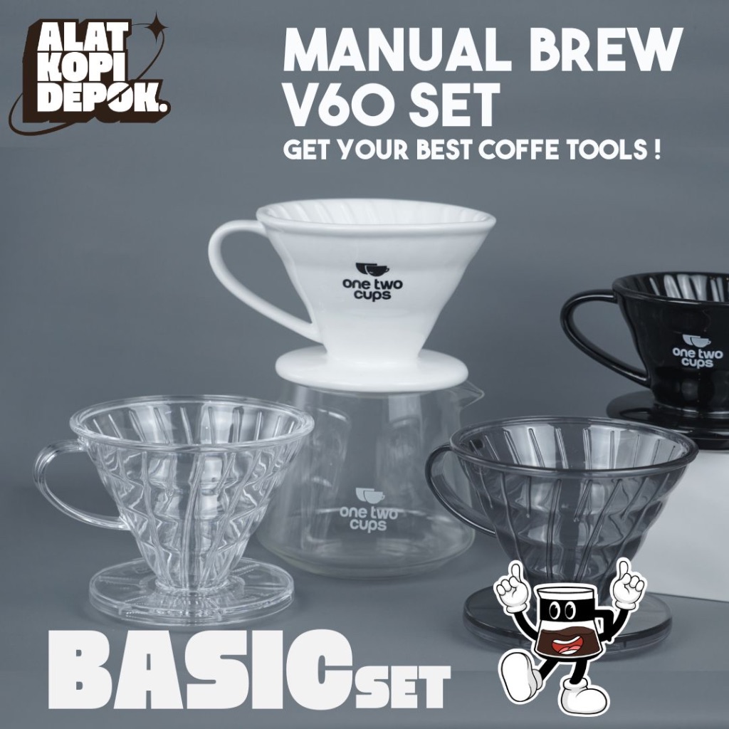 Jual One Two Cups V60 Dripper Coffee + Server 400 ml | Paket V60 Dripper Set | Shopee Indonesia