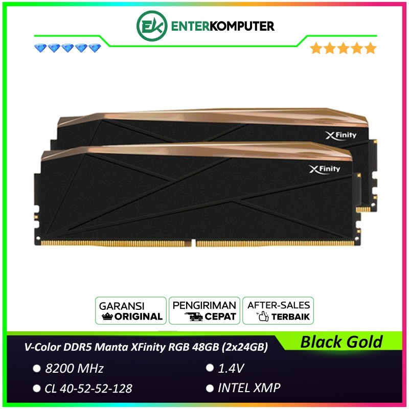 Jual V-Color DDR5 Manta XFinity RGB 48GB (2x24GB) 8200MHz / RAM 48GB ...