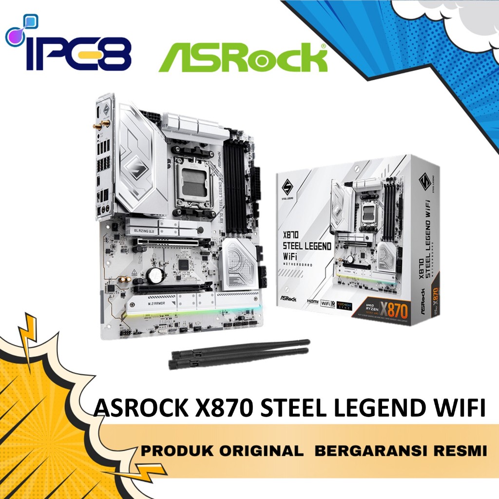 Jual ASROCK MOTHERBOARD X870 STEEL LEGEND WIFI (AMD, AM5, DDR5, X870 ...
