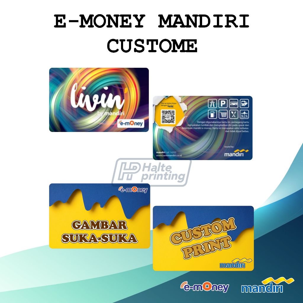 Jual E-MONEY MANDIRI /Custom Print/E-TOLL/E-Money/ Cetak Kartu/Custom Card/kartu Parkir | Shopee ...
