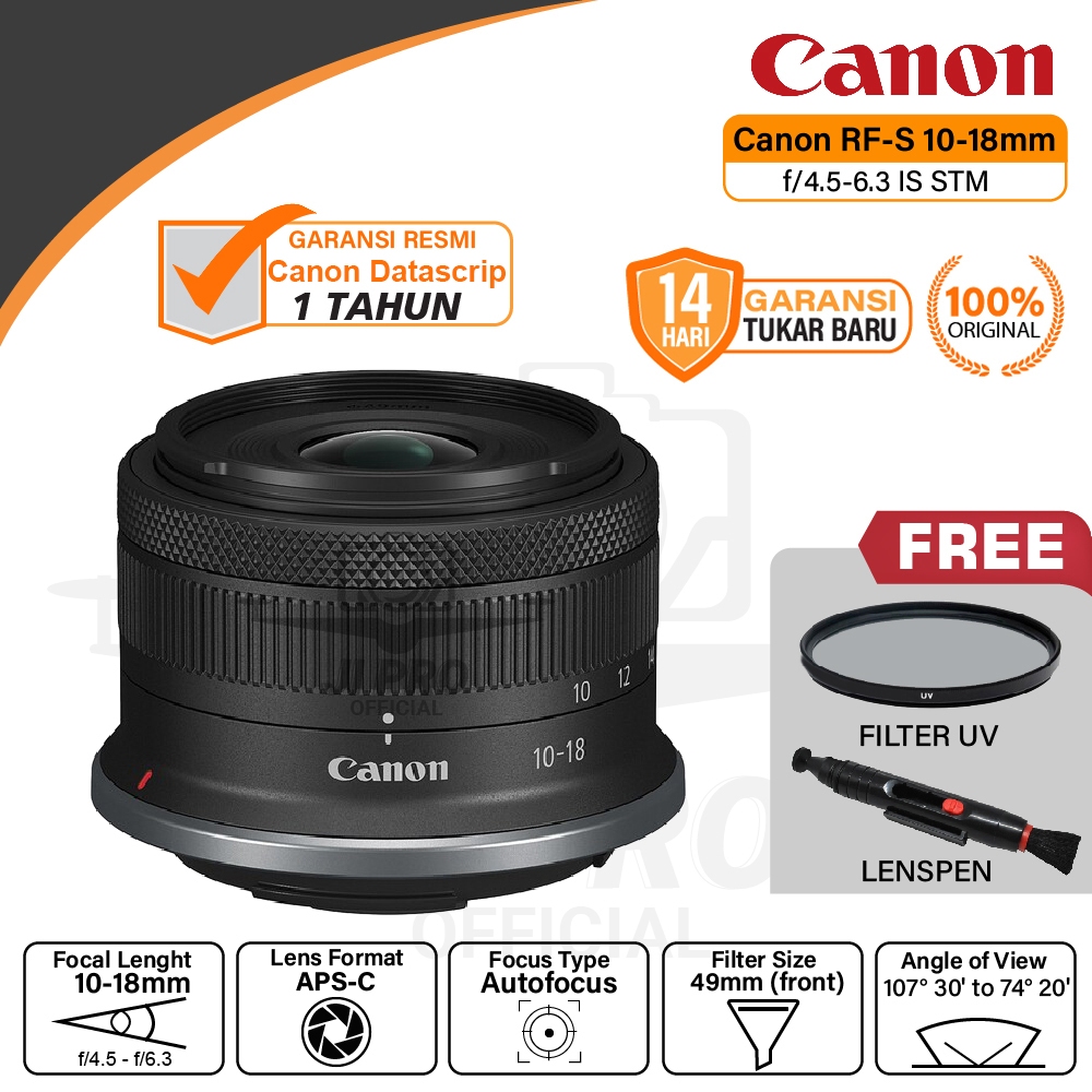 Jual Canon RF-S 10-18mm f4.5-6.3 IS STM Canon RFS 10-18 mm f/4.5-6.3 Resmi | Shopee Indonesia
