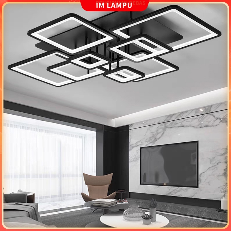 Jual (Remote)Lampu gantung plafon persegi LED lampu depan ruang tamu ...
