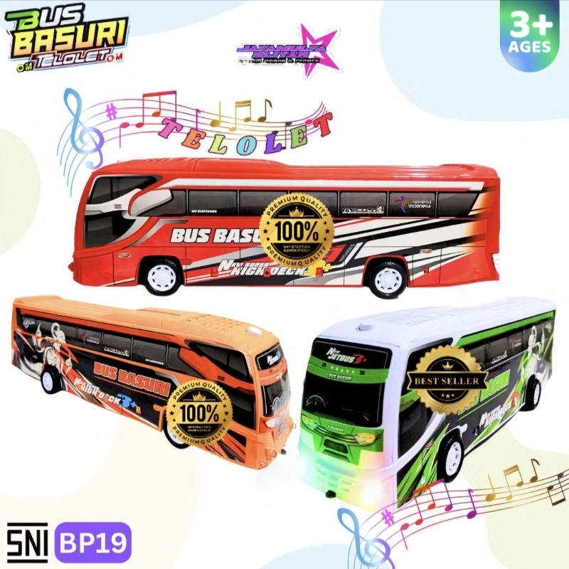 Jual [Ready] Mainan Bus Basuri BP 19 Bus Telolet | Shopee Indonesia