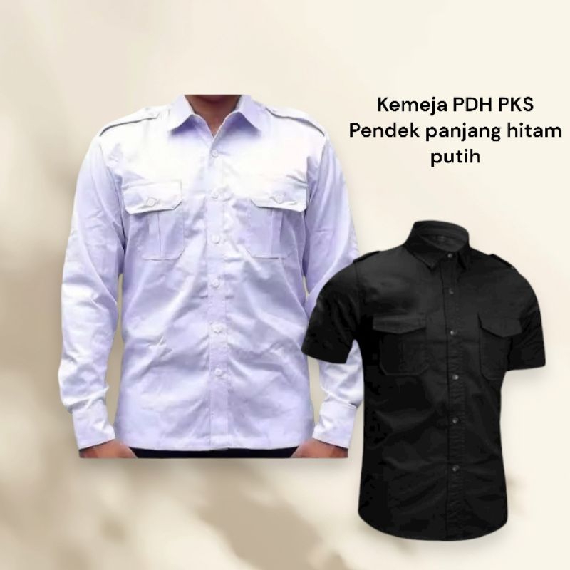 Jual Kemeja PDH Pks Lengan Panjang Hitam Putih lengan pendek panjang ...