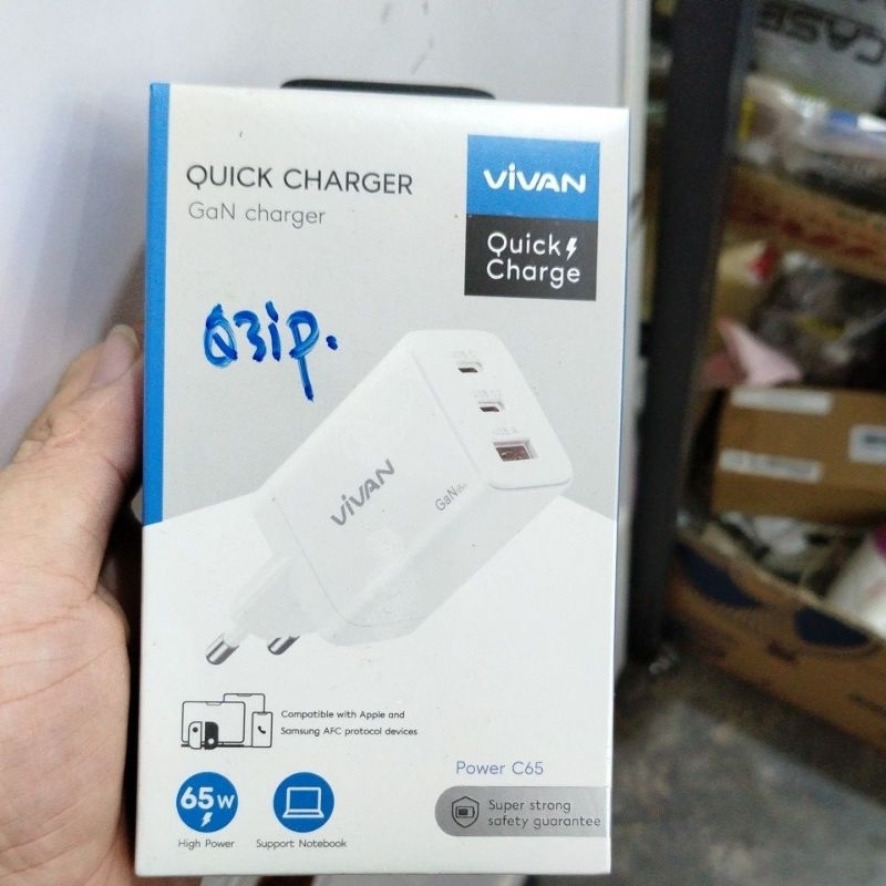 Jual vivan power c65 traveler adapter quick charger 65w original ...