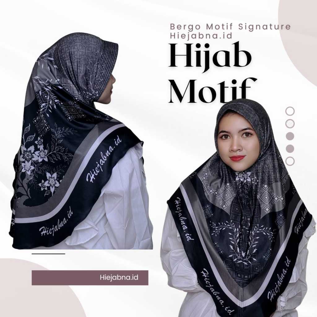 Jual Hiejabna.id - Hijab Instan Daily Bergo Pet Motif Autumn (Black ...