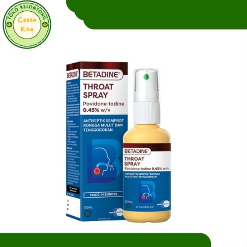 Jual BETADINE Throat Spray Antiseptik Rongga Mulut & Tenggorokan 50 ml ...