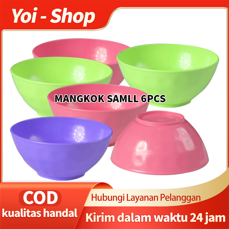 Jual Yoi - Mangkok Makan Plastik Bulat Small 6PCS / Diameter 14 cm ...