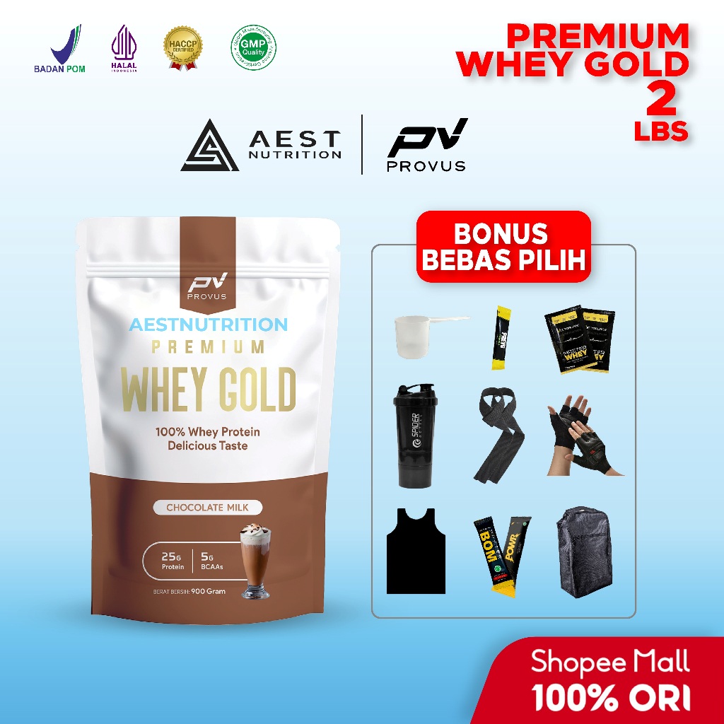 Jual Provus Premium Whey Gold 2 lbs 900 gram Susu Protein Concentrate ...