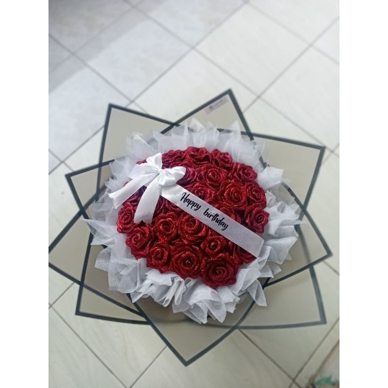 Jual BUKET BUNGA PITA SATIN 30 TANGKAI+GLITER | Shopee Indonesia