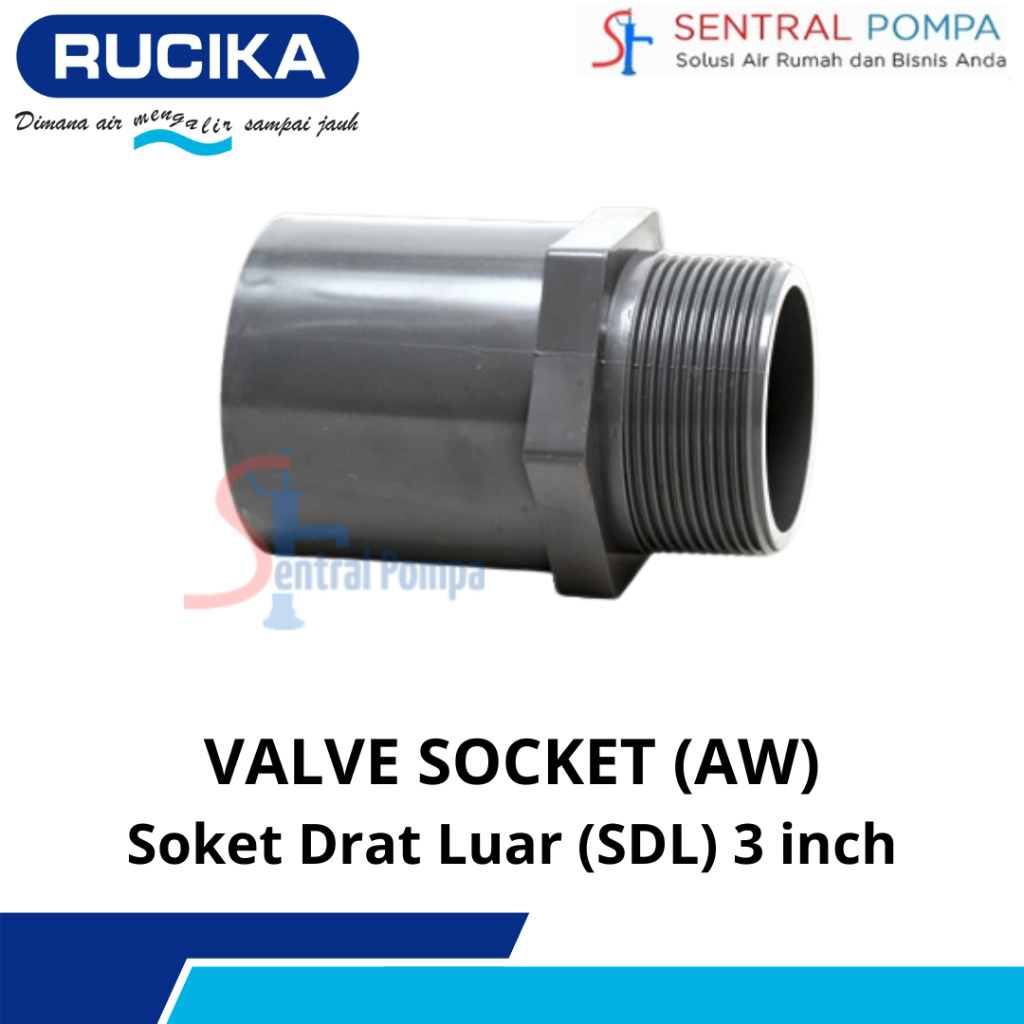 Jual SDL Socket Drat Luar PVC 3 Inch Rucika AW Soket Drat Luar 3 ...