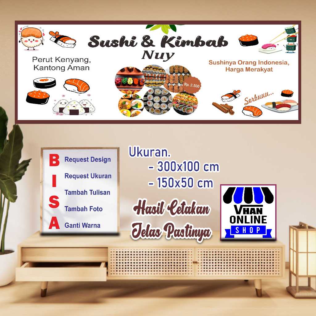 Jual Cetak Spanduk Banner Keren Sushi dan Kimbab Bahan Kuat | Shopee ...