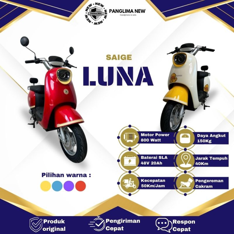 Jual Sepeda Listrik SAIGE LUNA 800Watt Tahan banjir Cakram Bergaransi ...