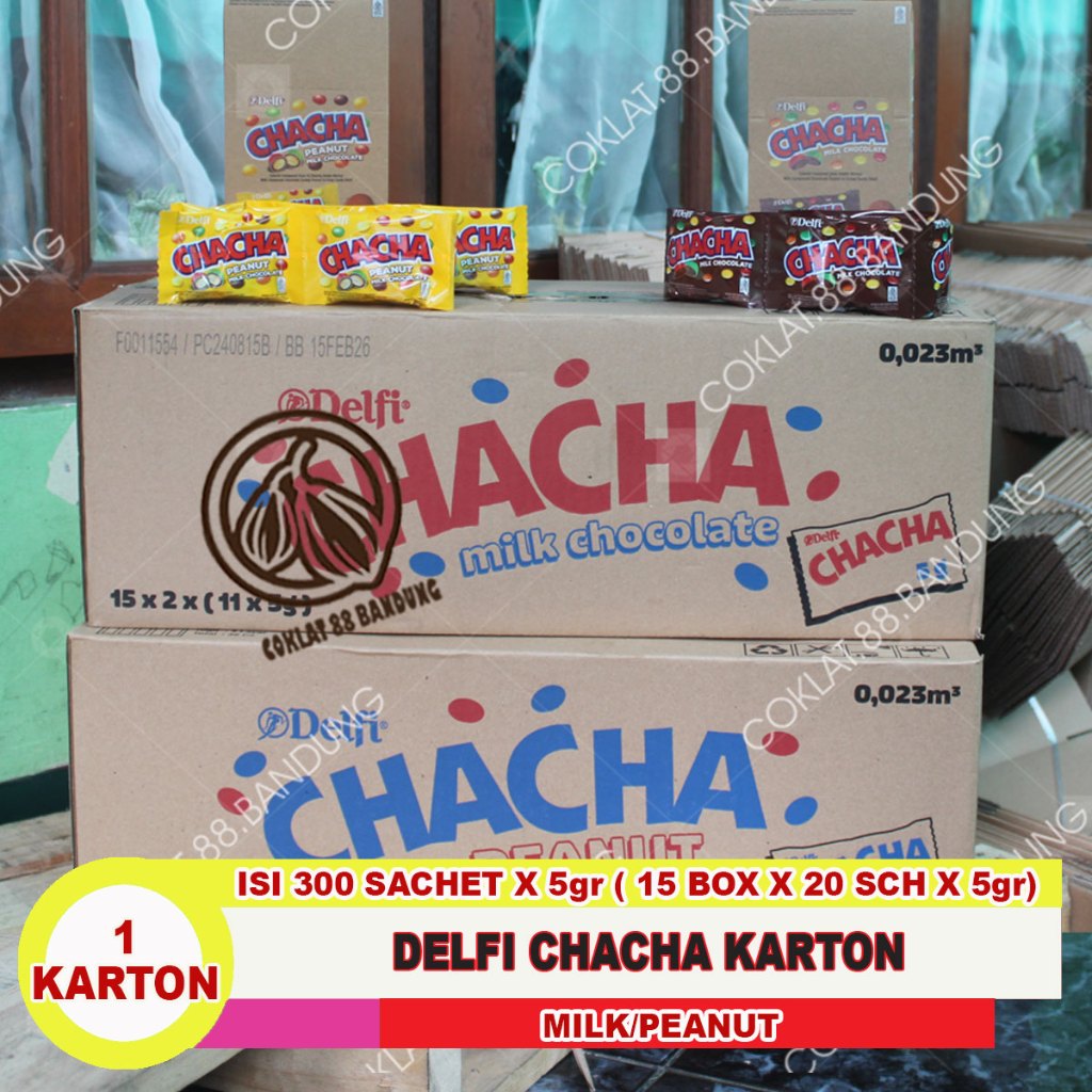 Jual DELFI CHACHA MILK CHOCOLATE KARTON ISI 300 PCS SACHET X 5GR ...