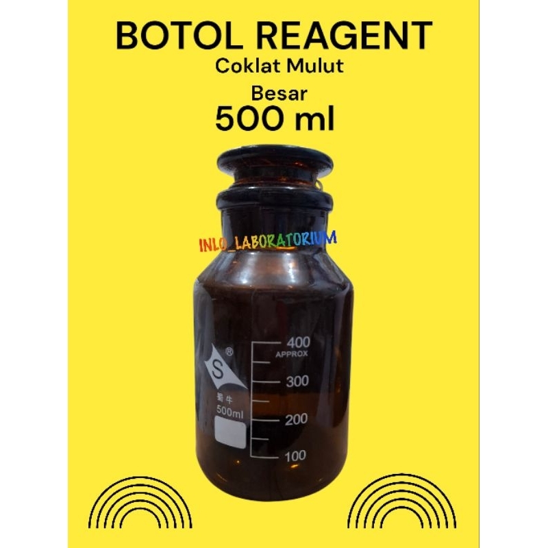 Jual Botol Reagent Coklat Mulut Besar 500 ml/Botol Reagen/Reagen Bottle Kaca | Shopee Indonesia