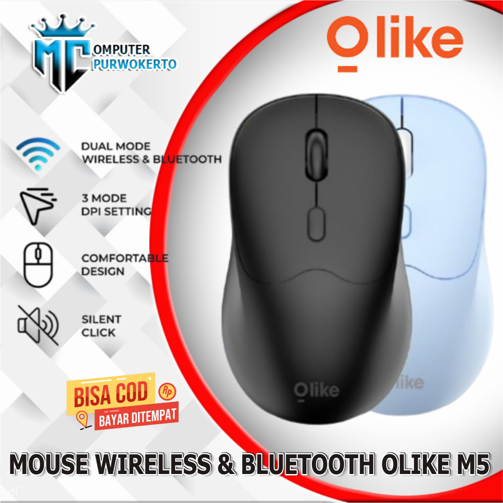 Jual OLIKE M5 Mouse Wireless 2,4G & Bluetooth Dual Mode Silent Click ...