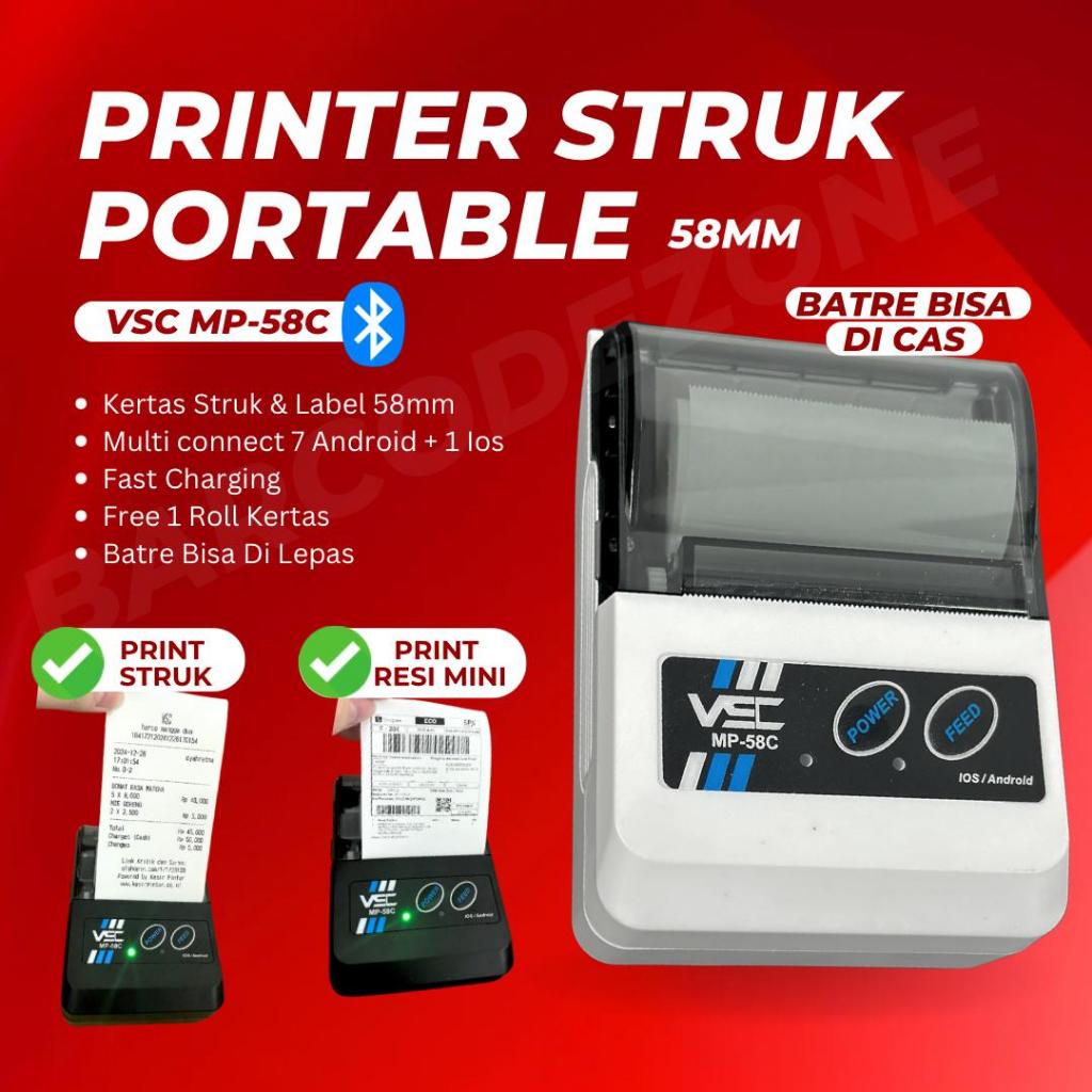 Jual MOBILE PRINTER BLUETOOTH THERMAL RECEIPT PPOB/KASIR 58MM VSC MP ...
