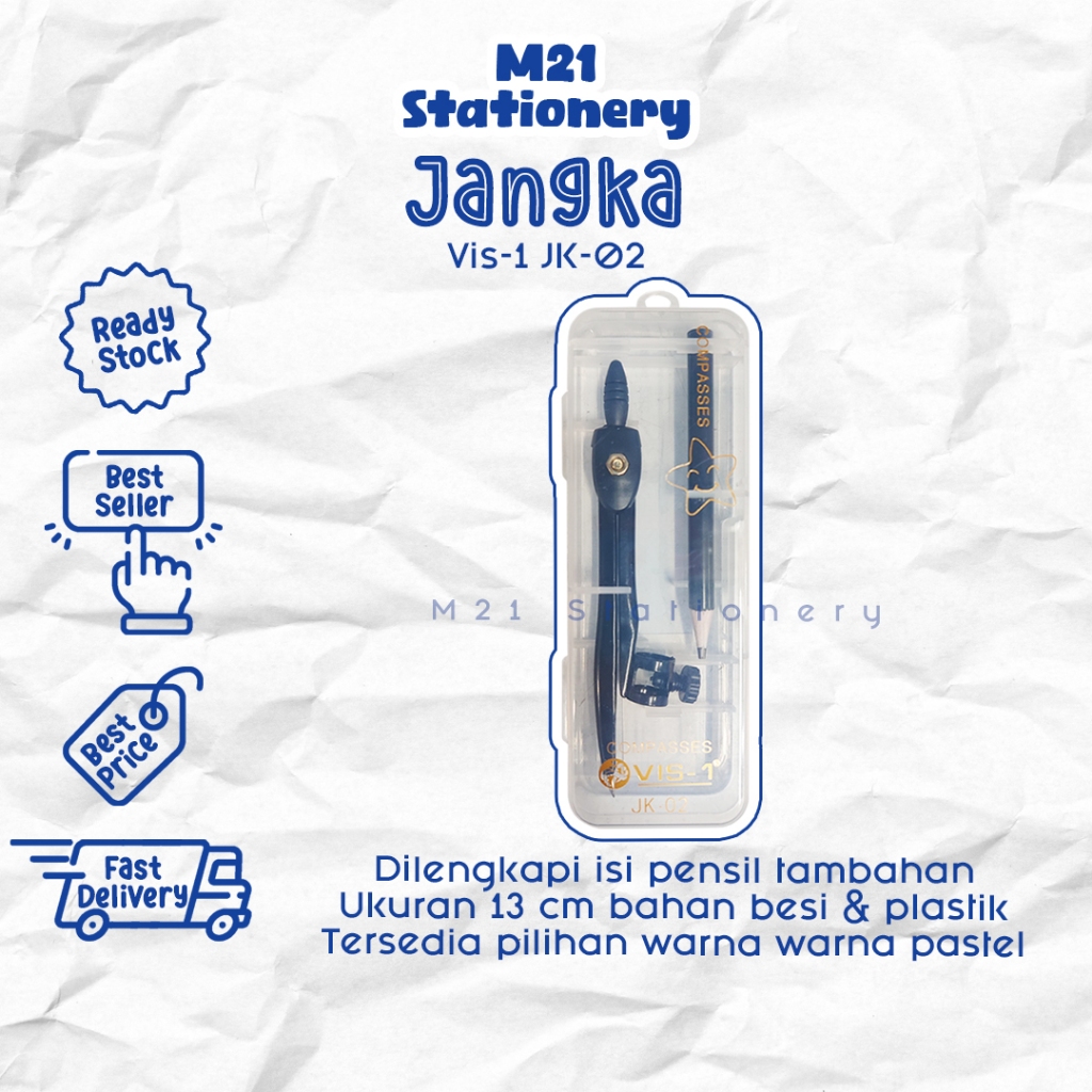Jual JANGKA VIS-1 JK-02 / 1 set vis1 jk02 jangka penggaris math set bahan plastik warna pastel ...