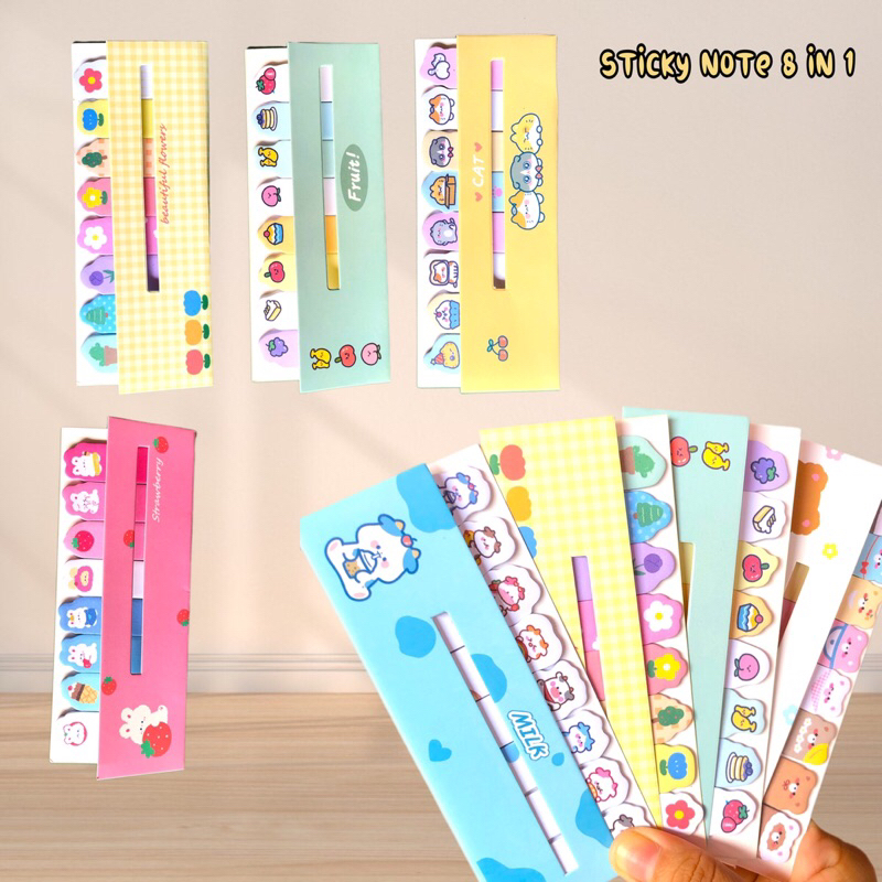 Jual STICKY NOTES 8 IN 1 ISI 120 LEMBAR PEMBATAS BUKU PENANDA HALAMAN ...