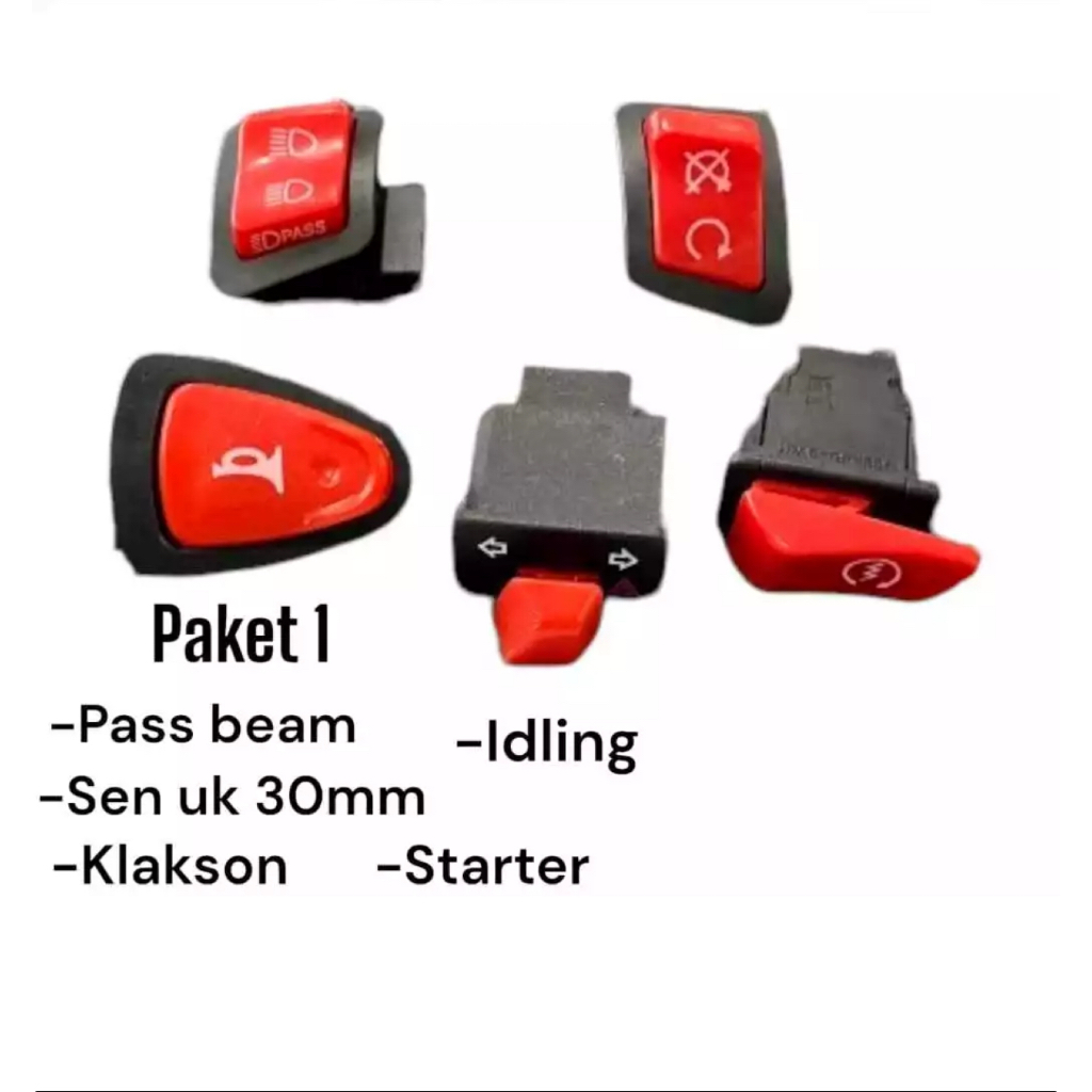 Jual Paket Tombol saklar Dim Atau Pass Beam Sen UK 30mm Klakson iding ...