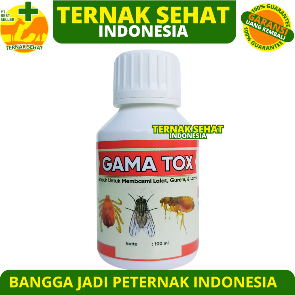 Jual GAMA TOX 100ML - Obat Pembasmi Lalat Gurem Kutu Caplak Ampuh Super ...