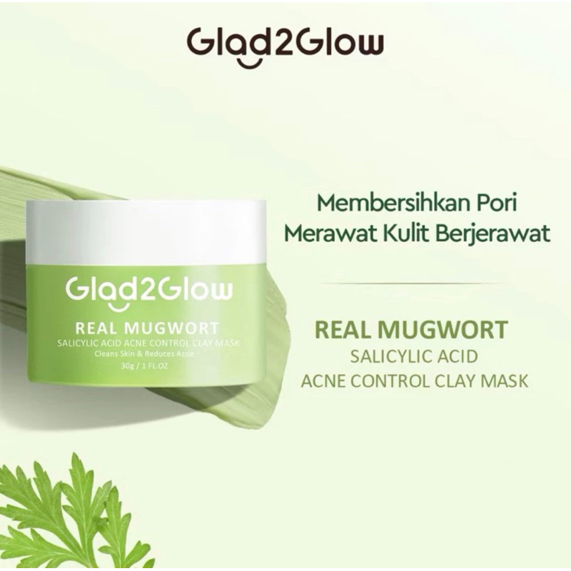 Jual Glad2glow Real Mugwort Volcano Pomegrant Clay Mask | Shopee Indonesia