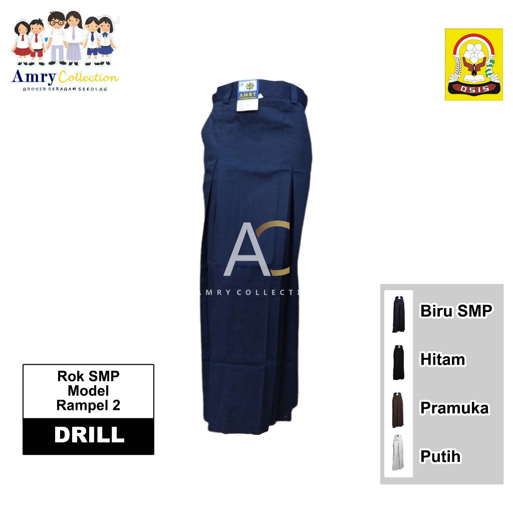 Jual ROK SEKOLAH Rok Span Belah Dua BIRU SMP Panjang Seragam Sekolah ...
